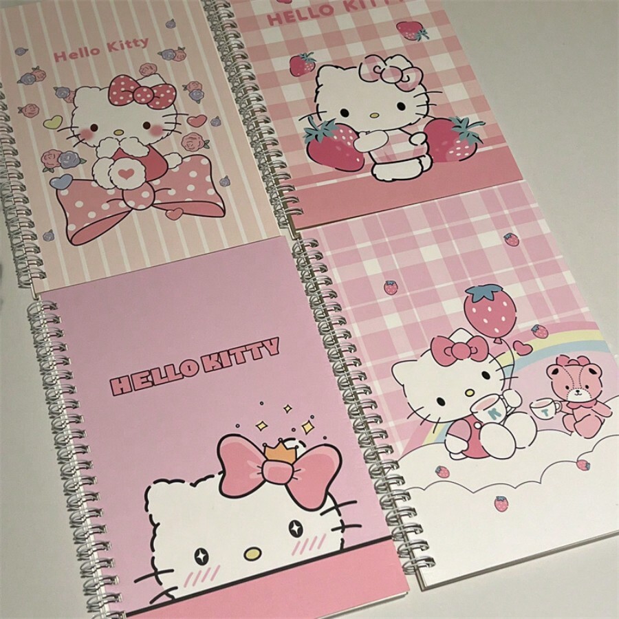 Sanrio 4pcs Sanrio A5 Hello Kitty Spiral Notebooks - Thick & Cute ...