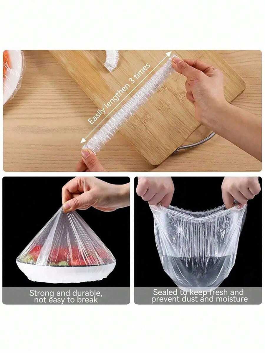 Approx. 95pcs/Pack Disposable Plastic Food Wrap & Shower Cap Set ...