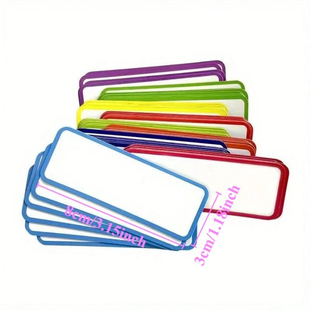 27 Sheets Colorful Magnetic Name Tag Label Dry Erase Reusable Sticker ...