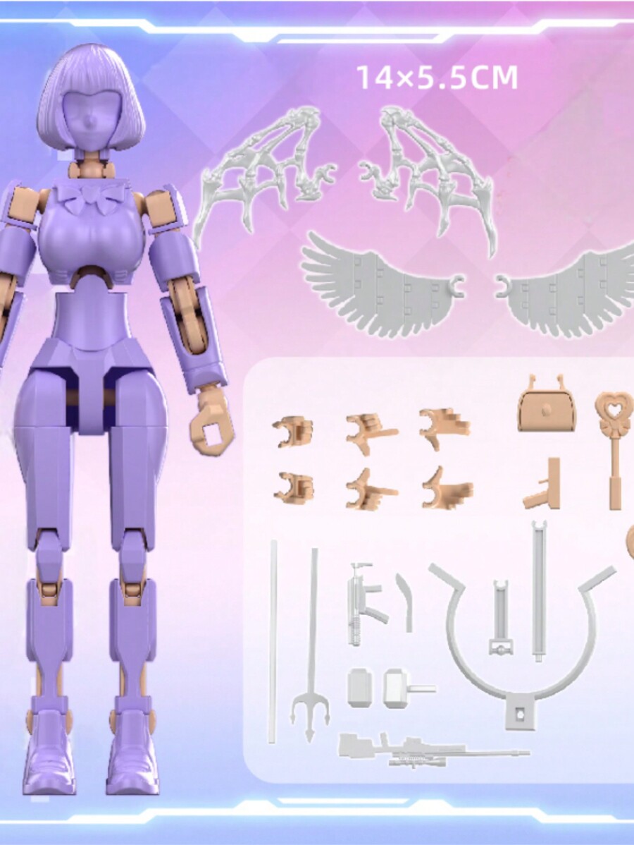 Multi-Jointed Posable Action Figure Model With Wings, Assemble To ...
