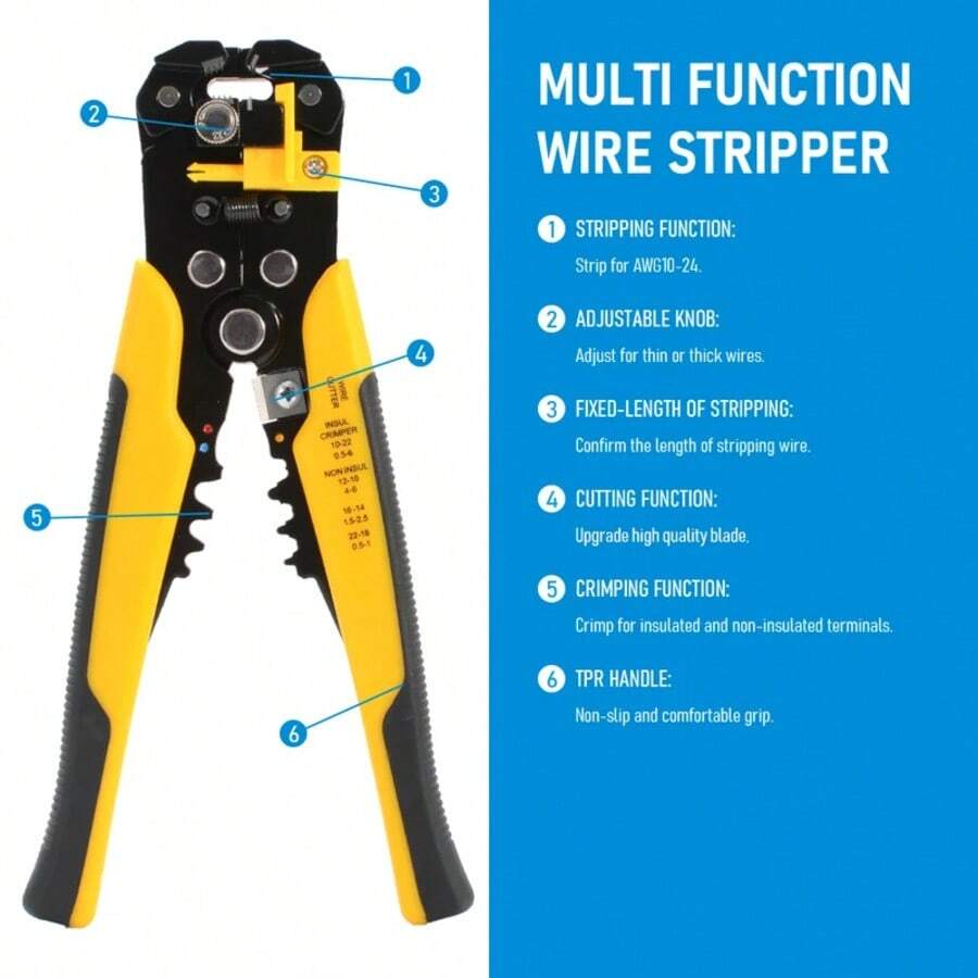 Crimper Cable Cutter Adjustable Automatic Wire Stripper Multifunctional ...