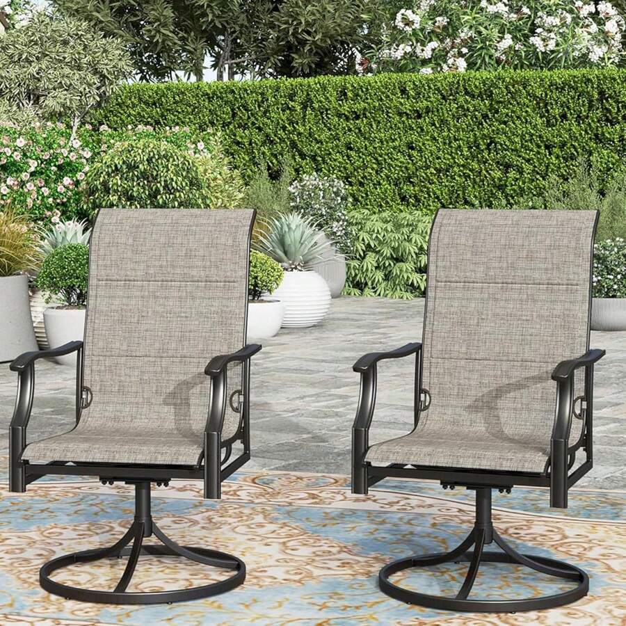 Patio Chairs Set Of 2, High Back C-Spring Outdoor Dining Chair, All ...