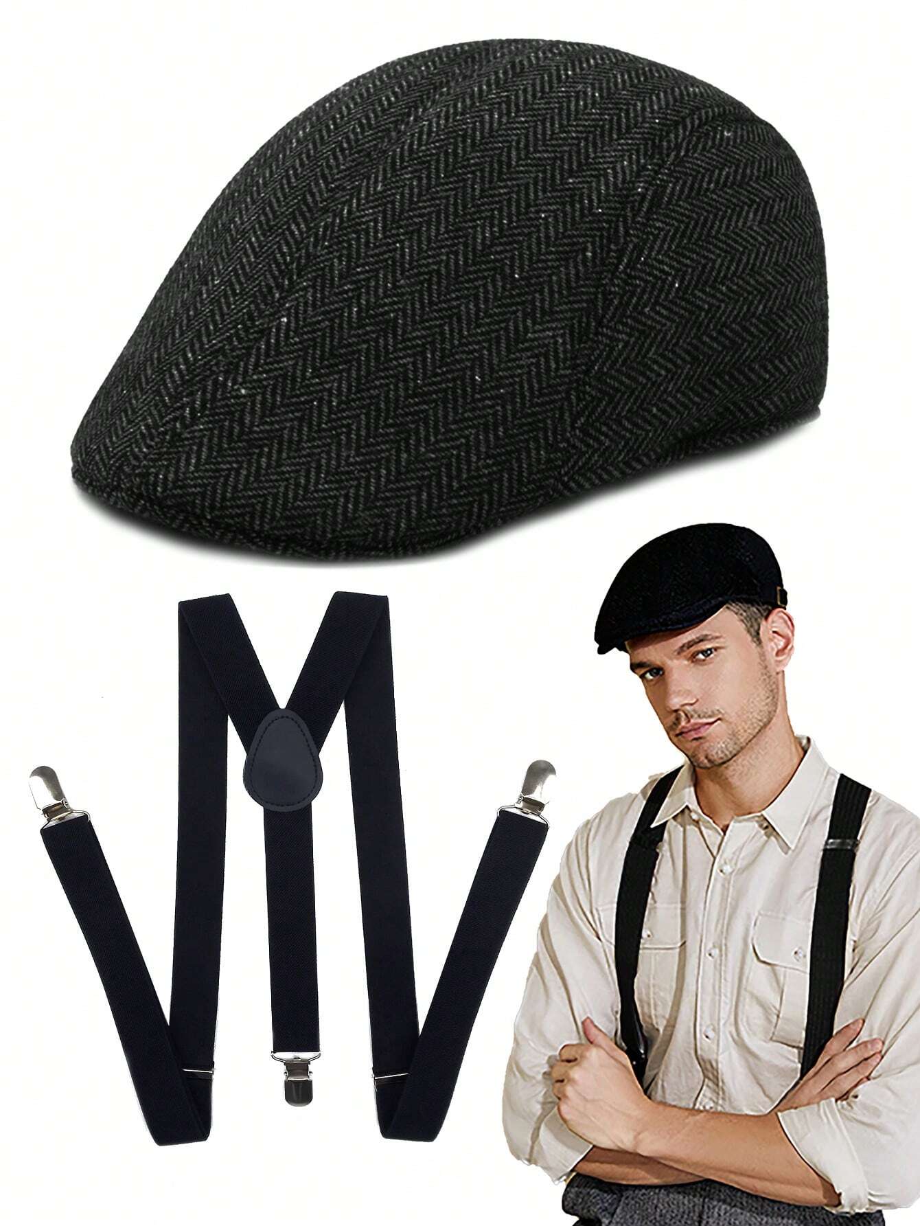 D EXCEED 2 Pcs 1920s Men Gatsby Gangster Costume Accessories Manhattan ...