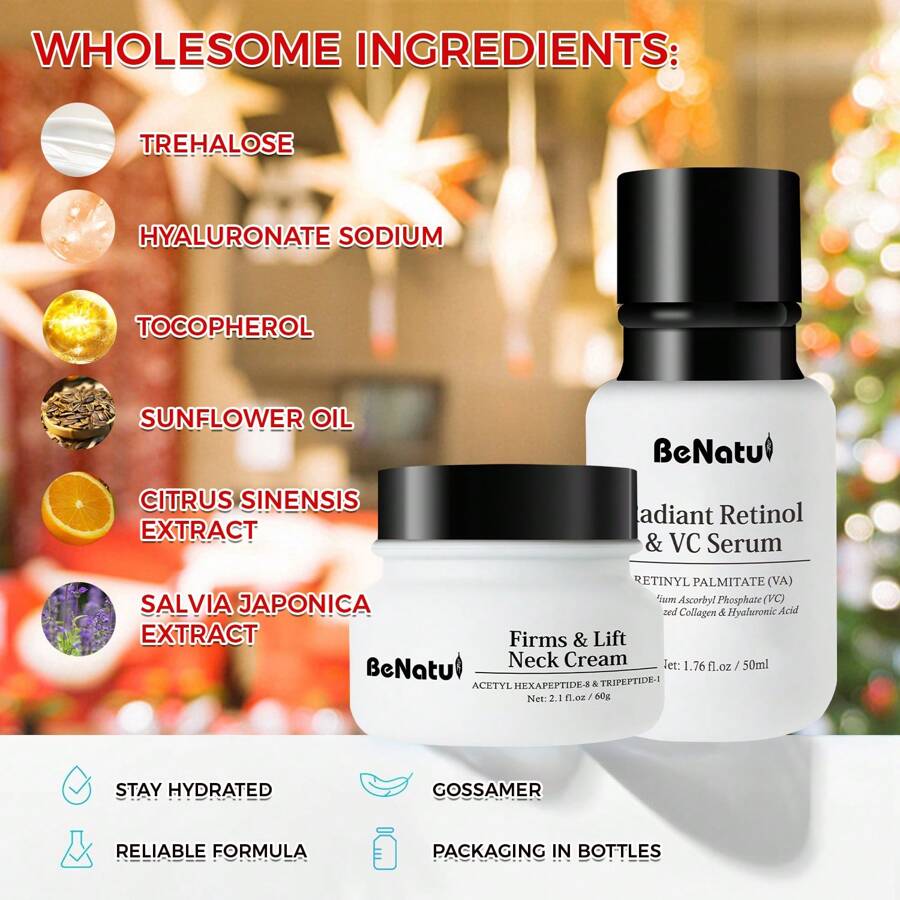 BeNatu Neck Rejuvenation Cream Set: Retinol And Vitamin C Cream ...