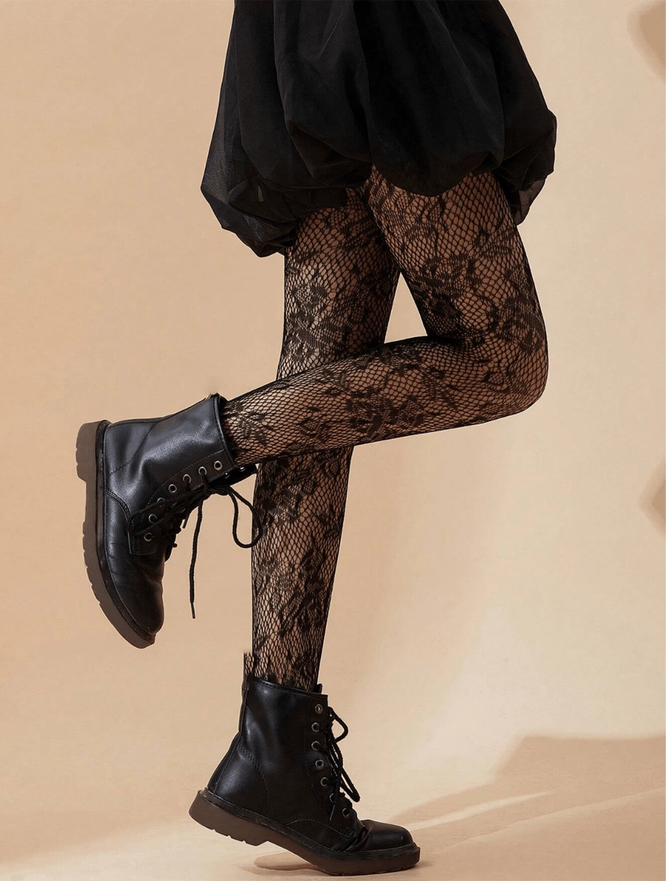 1pc High Elastic Vertical Striped Fishnet Tights, Fashion Sexy Black ...