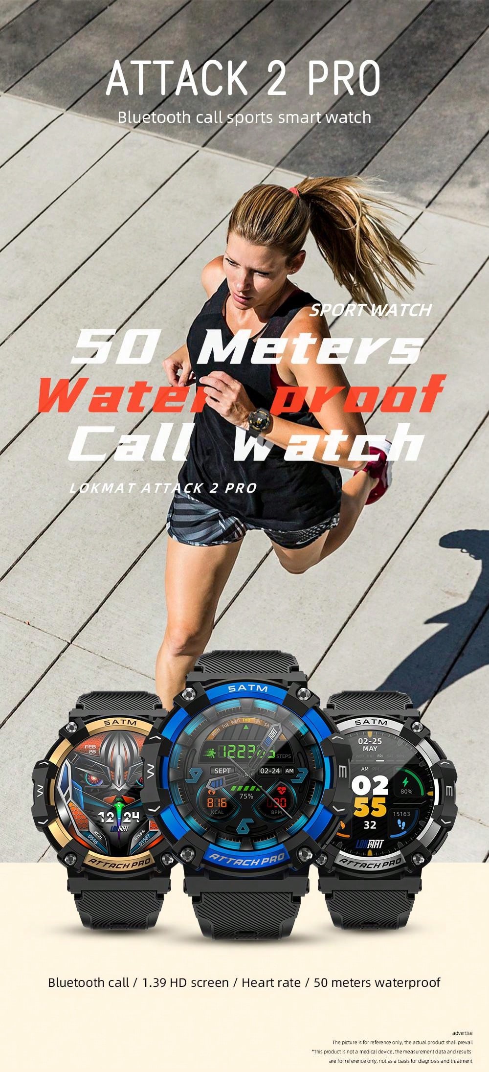 Smartwatch ATTACK 2 PRO, schermo da 1,39", IP68, monitoraggio di ...