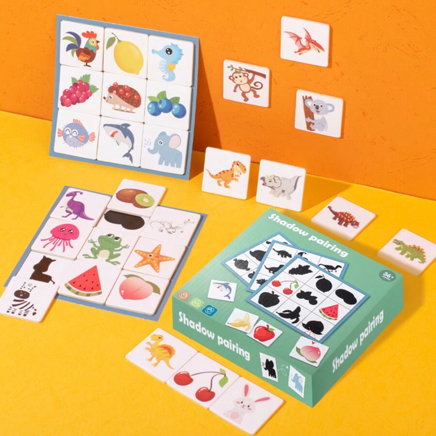 Wooden Matching Shadow Pair Memory Game, Logic Training Puzzle Game ...