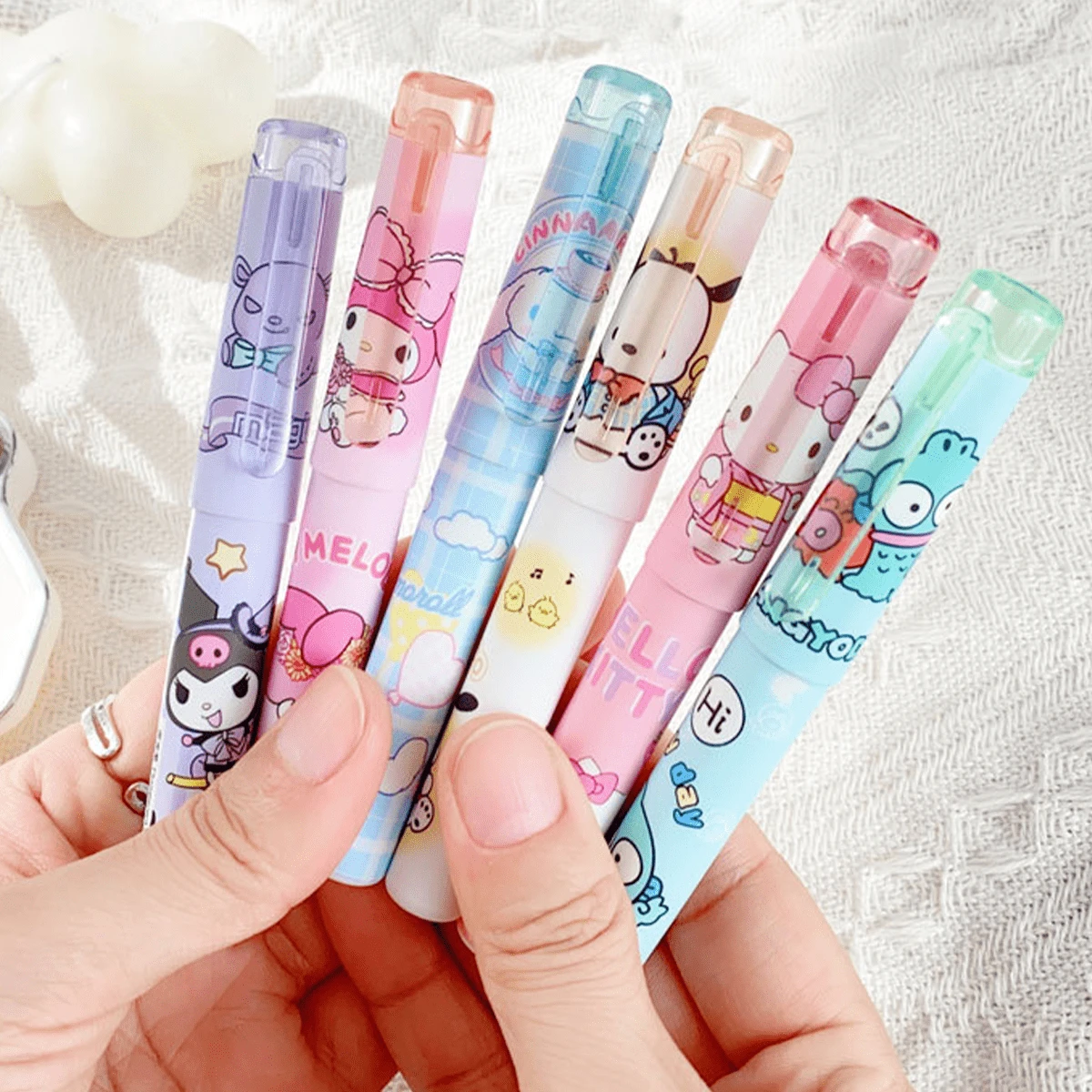 6pcs/Pack Sanrio Multicolor Highlighter. Super Cute Cartoon Highlighter ...