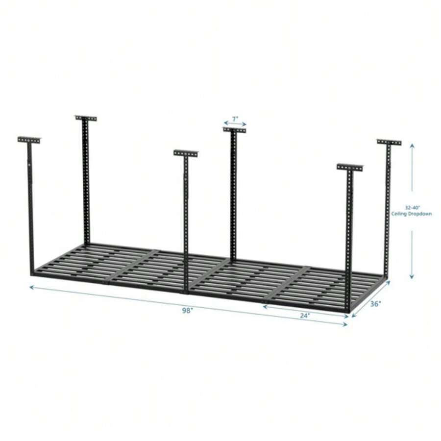 3x8 Overhead Garage Storage Rack, Heavy Duty Adjustable Ceiling Mounted ...