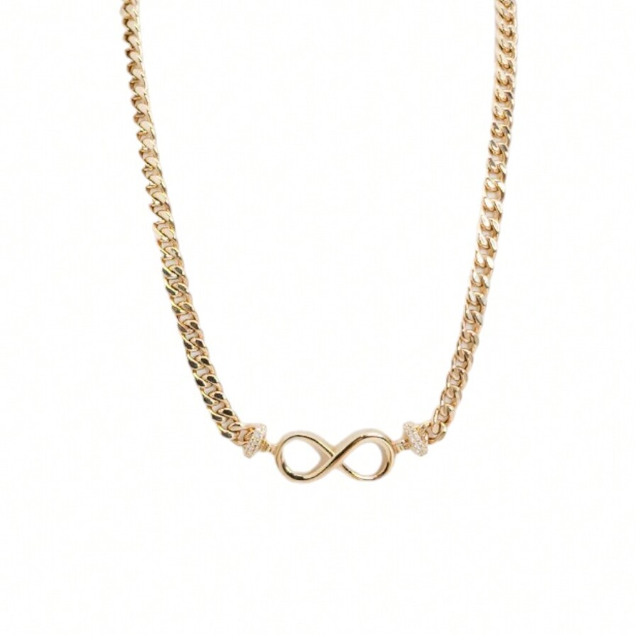 10K Yellow Gold Cuban Link Infinity Chain 16'' X 6.5mm | SHEIN USA