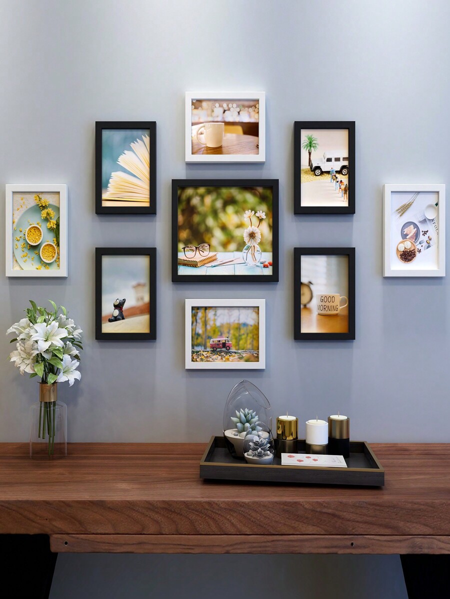 Creative Wall Gallery Photo Frames 9-Piece Set, No-Drill Collage Photo ...