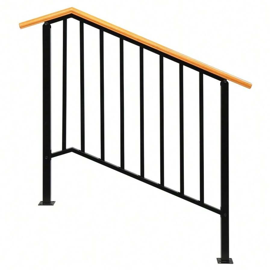 Handrails For Outdoor Steps Iron Wood-Grain, Stair Railing For 3-4 ... Handrails For Outdoor Steps Iron Wood-Grain, Stair Railing For 3-4 ...