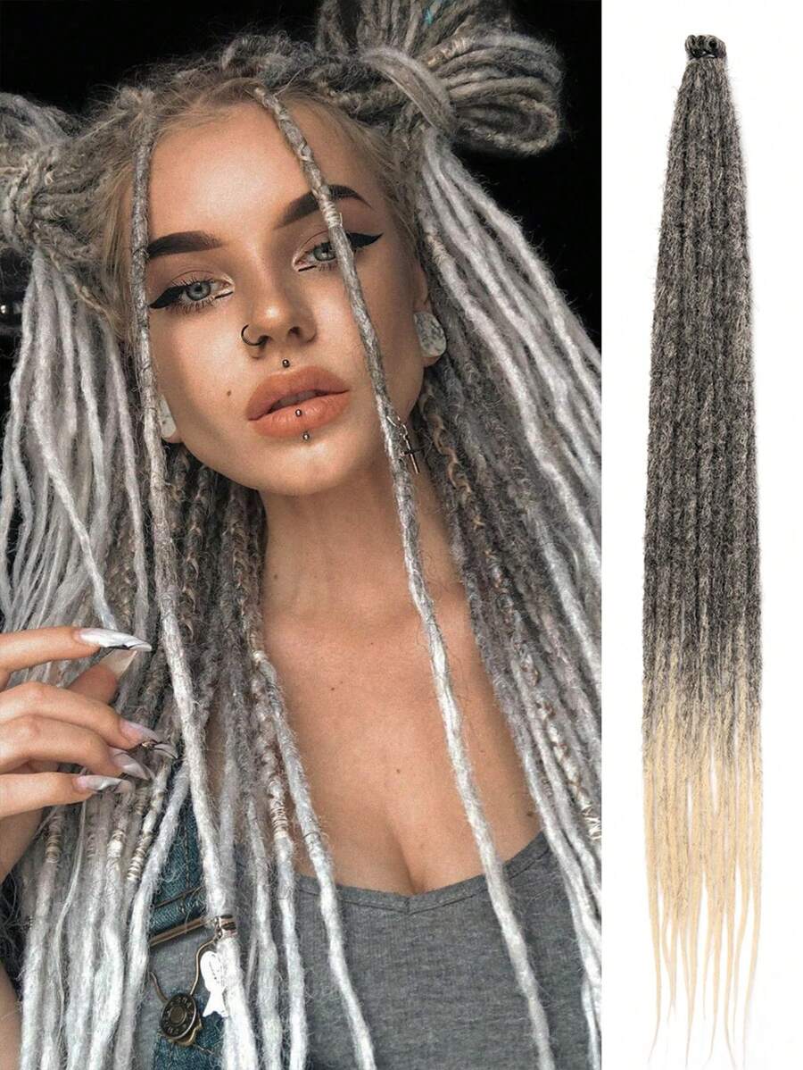 24 Inch Synthetic Dreadlock Extensions 10 Strands Hippie Single Ended ...
