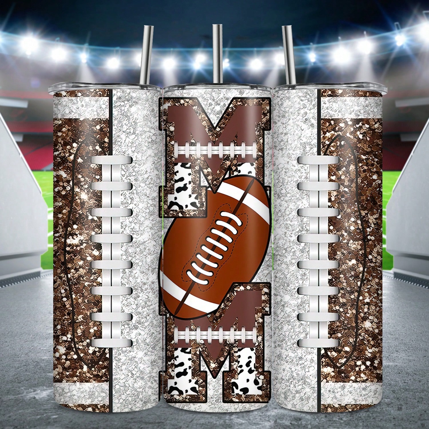 1 Piece, 20oz Glitter Rugby Print Stainless Steel Straight Tube Cup ...