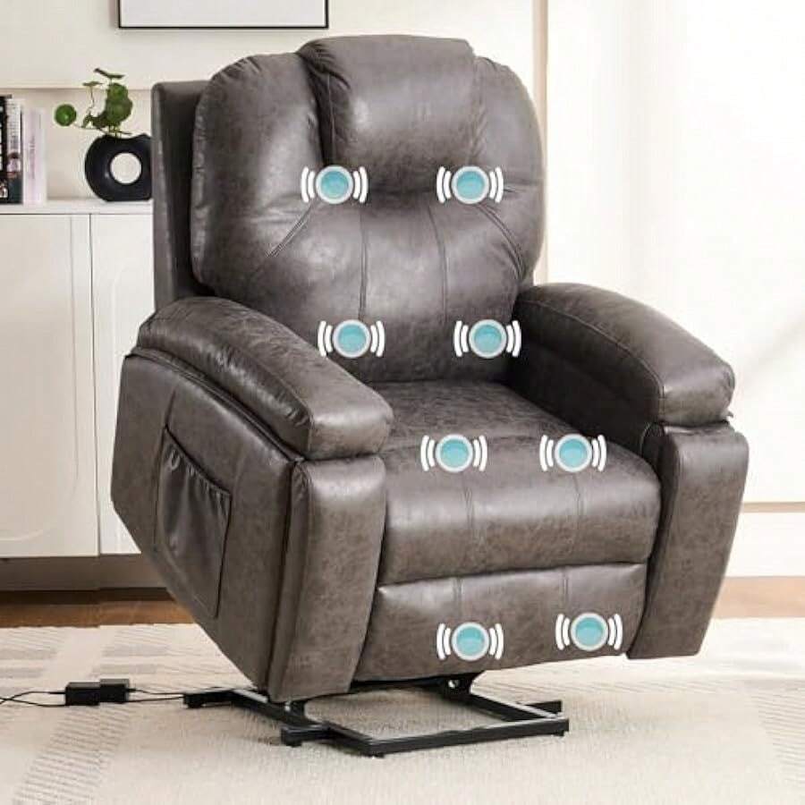Extra Wide Power Lift Recliner Chair Elderly Cup Holders Remote ...