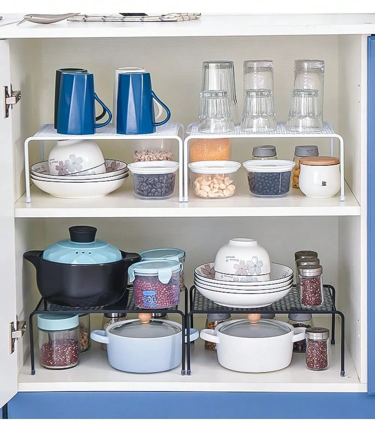 Expandable Cabinet Organizer Rack, Kitchen Countertop Storage Shelf For ...