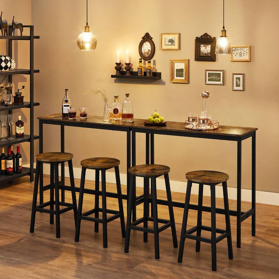VASAGLE Bar Table And Chairs Set, Kitchen Bar Table With Bar Stools Set ...