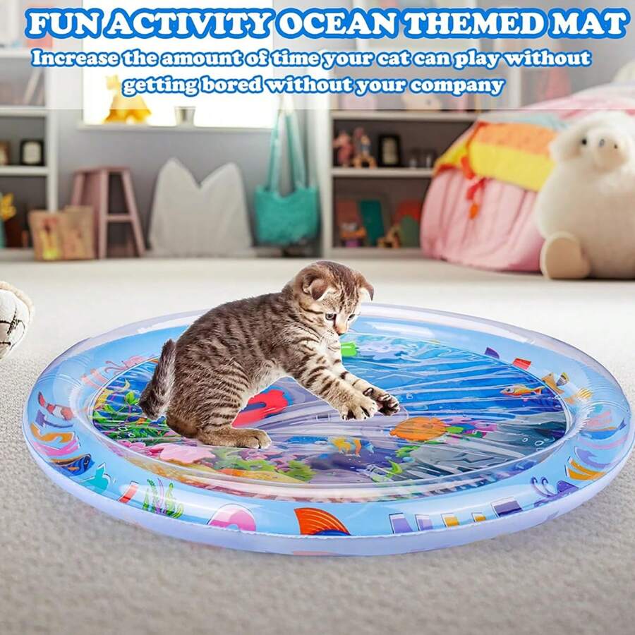 1pc Interactive Water Sensation Cat Play Mat, Boredom Relief PVC Pad ...