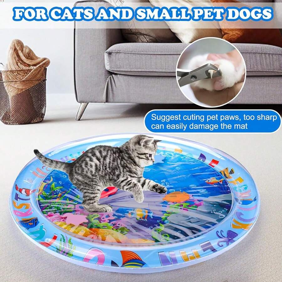 1pc Interactive Water Sensation Cat Play Mat, Boredom Relief PVC Pad ...