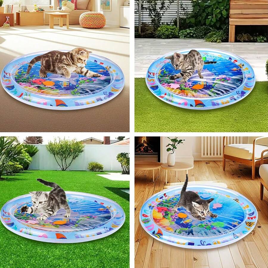 1pc Interactive Water Sensation Cat Play Mat, Boredom Relief PVC Pad ...