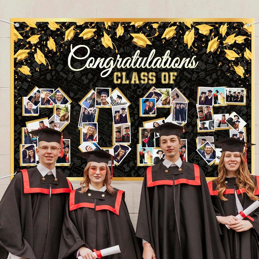 Graduation Party Decoration Congratulation Class Of 2025 Photo Banner ...