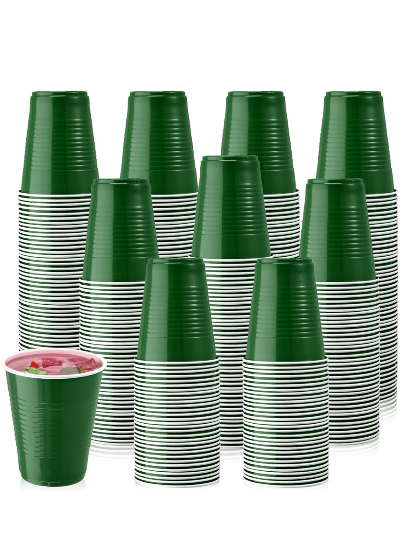 50pcs,Disposable Plastic Cups, Green Colored Plastic Cups, 18-Ounce ...