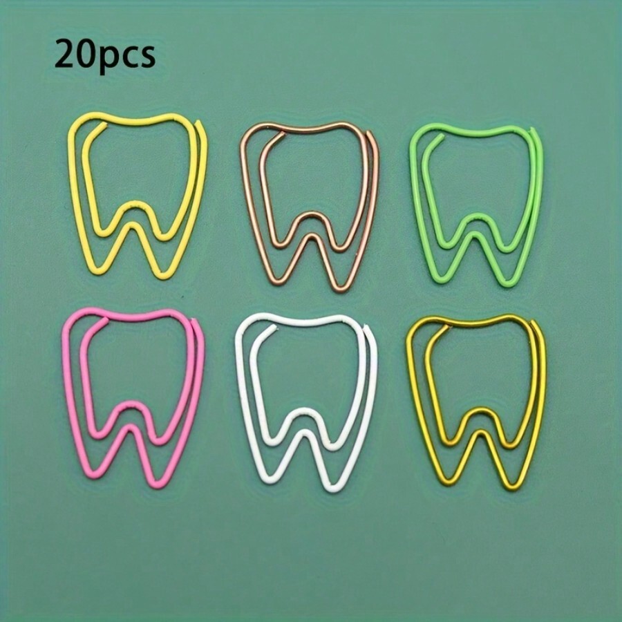 20pcs Tooth-Shaped Paper Clips, Multicolor Creative Iron Bookmarks ...