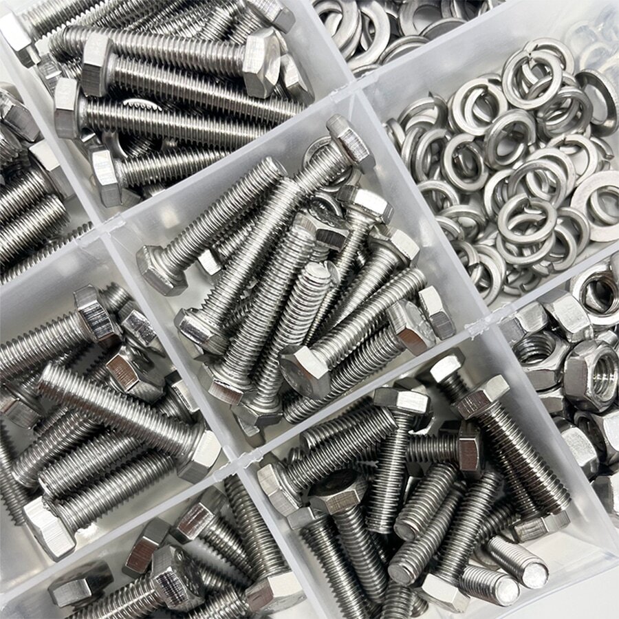 240pcs Stainless Steel Hex Head Bolt & Nut Assortment Kit - M4 M5 X ...