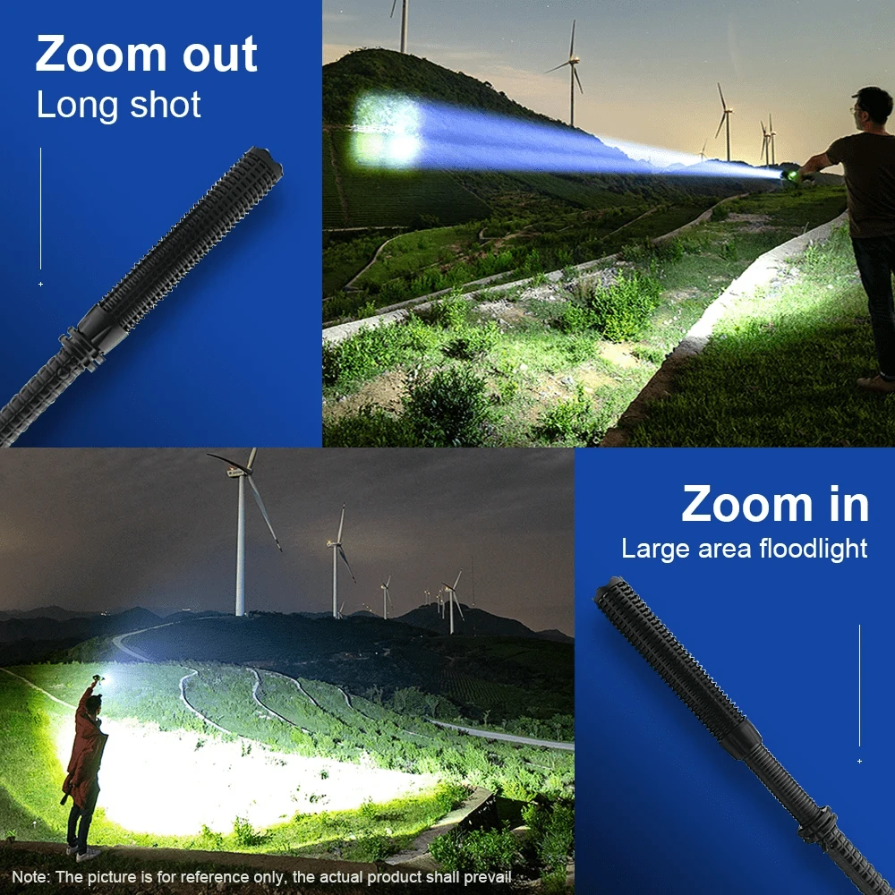 Baseball Bat LED Flashlight AluminumAlloy Focusable Zoomable Super ...