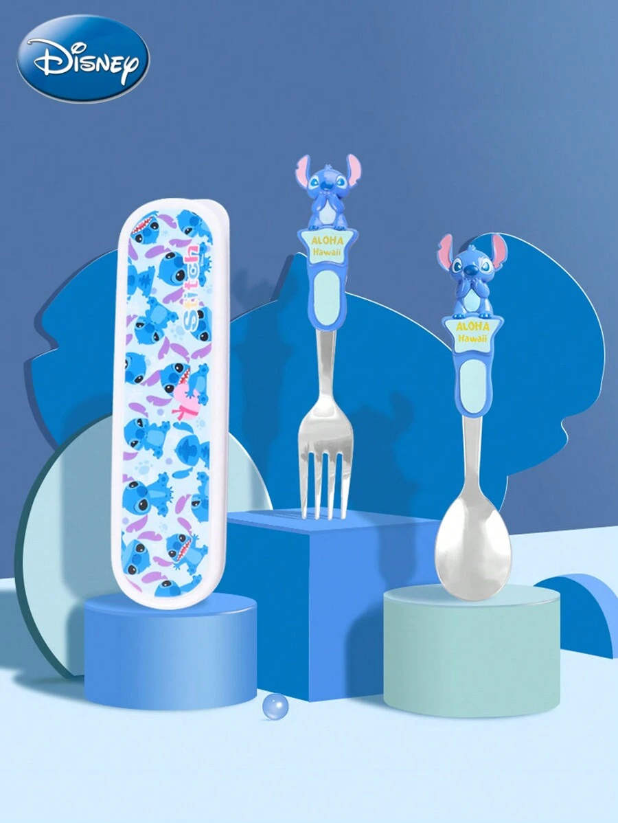 Disney Officially Licensed Stitch Cute Cartoon Style Portable Cutlery ...