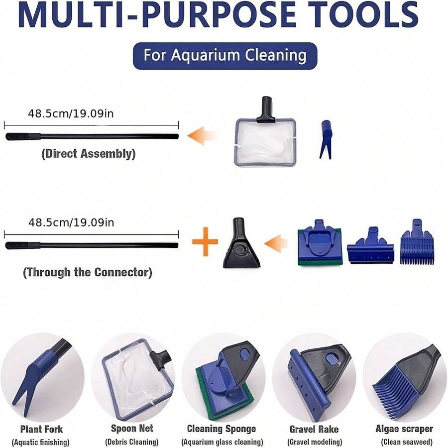 5-In-1 Aquarium Cleaning Tool Set, Includes Algae Scraper, Fish Net ...