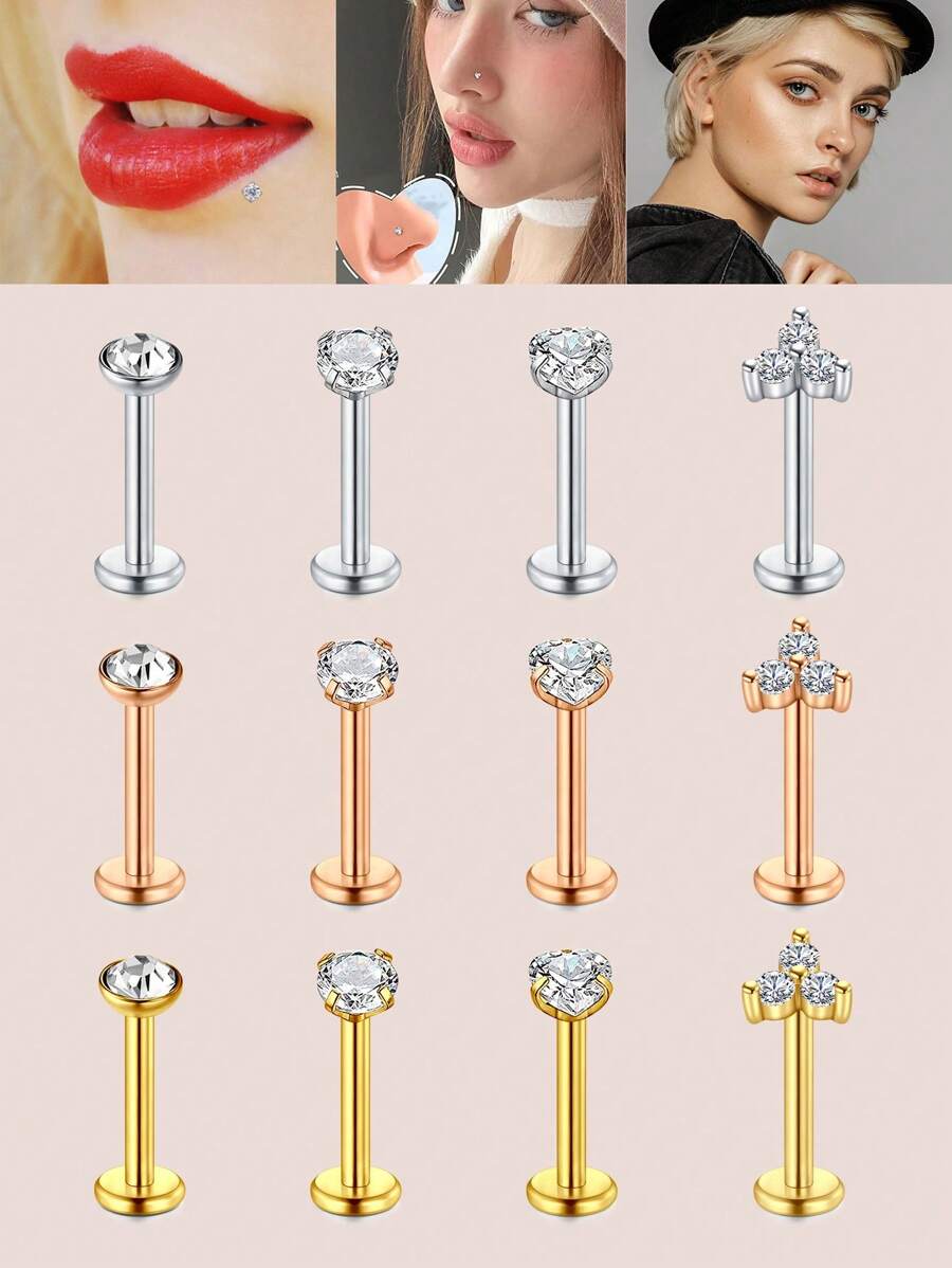 1 pieza Pendiente de cartílago, hélix y tragus de acero inoxidable ...