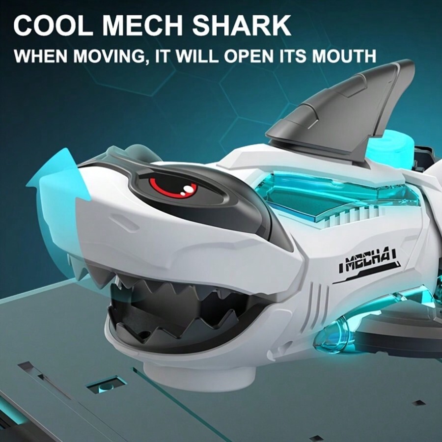 Interactive Mechanical Shark Toy With Articulated Tail And Mouth, LED ...
