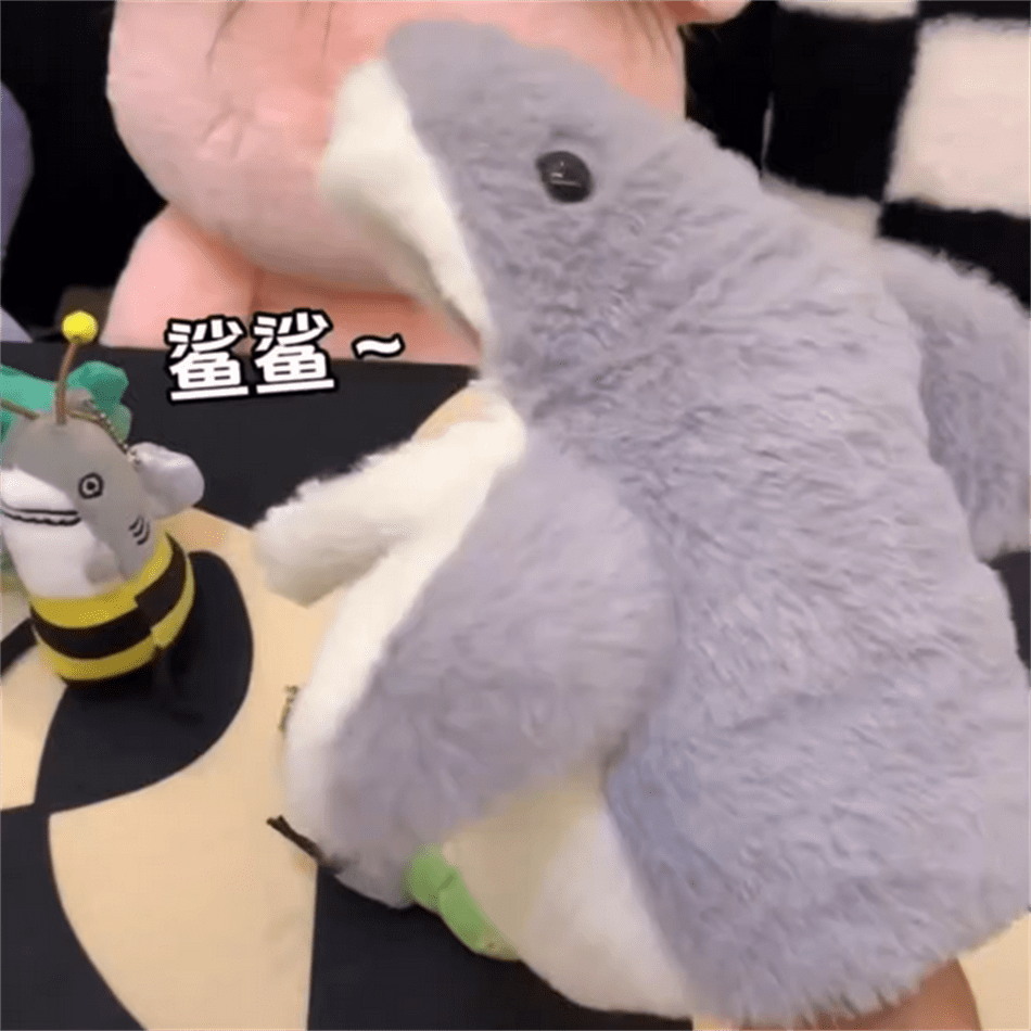 Winter Shark Hand Puppet Gloves In Gray And Pink Colors, Plush Toy With ...