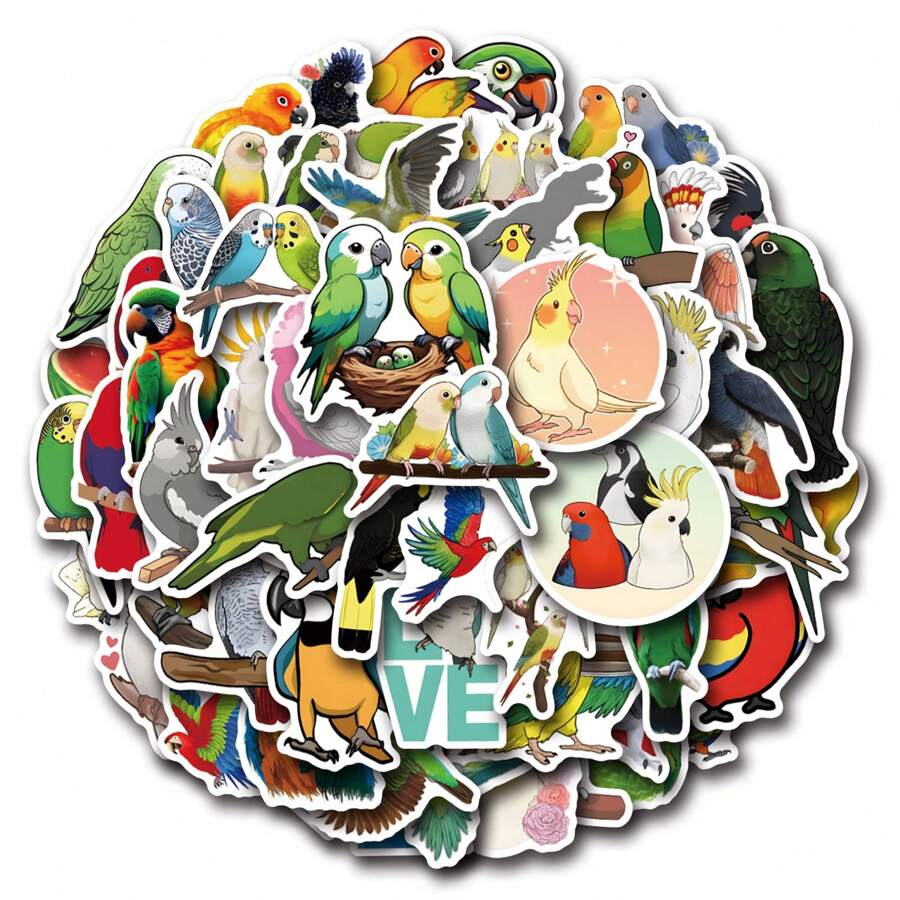 55 Pcs Colourful Parrot Stickers Pack For Teens Adults, Cute Parrot ...
