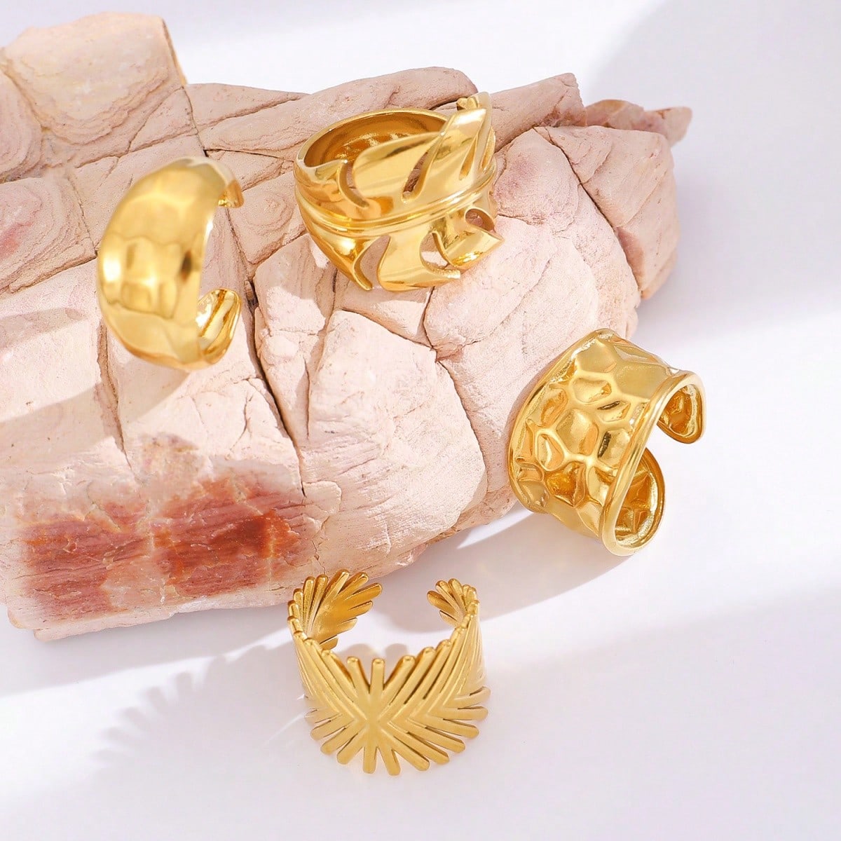 Alloy Concave And Convex Lava Wide-Faced Ring, Simple Style And ...