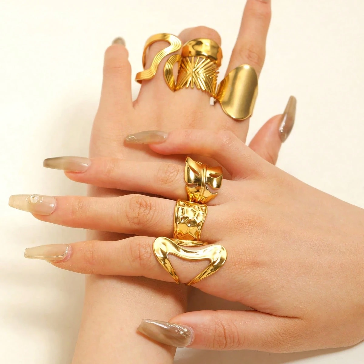 Alloy Concave And Convex Lava Wide-Faced Ring, Simple Style And ...