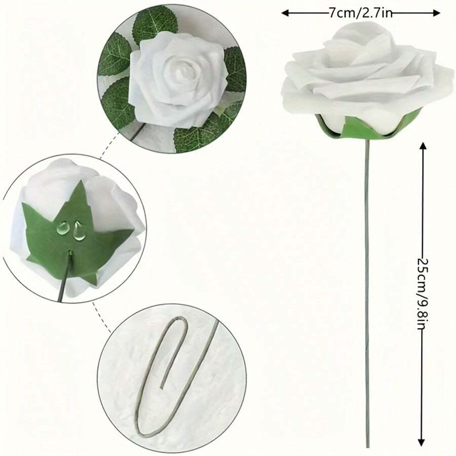 Floroom Artificial Flowers 27pcs Real Looking Dusty Rose Foam Fake ...