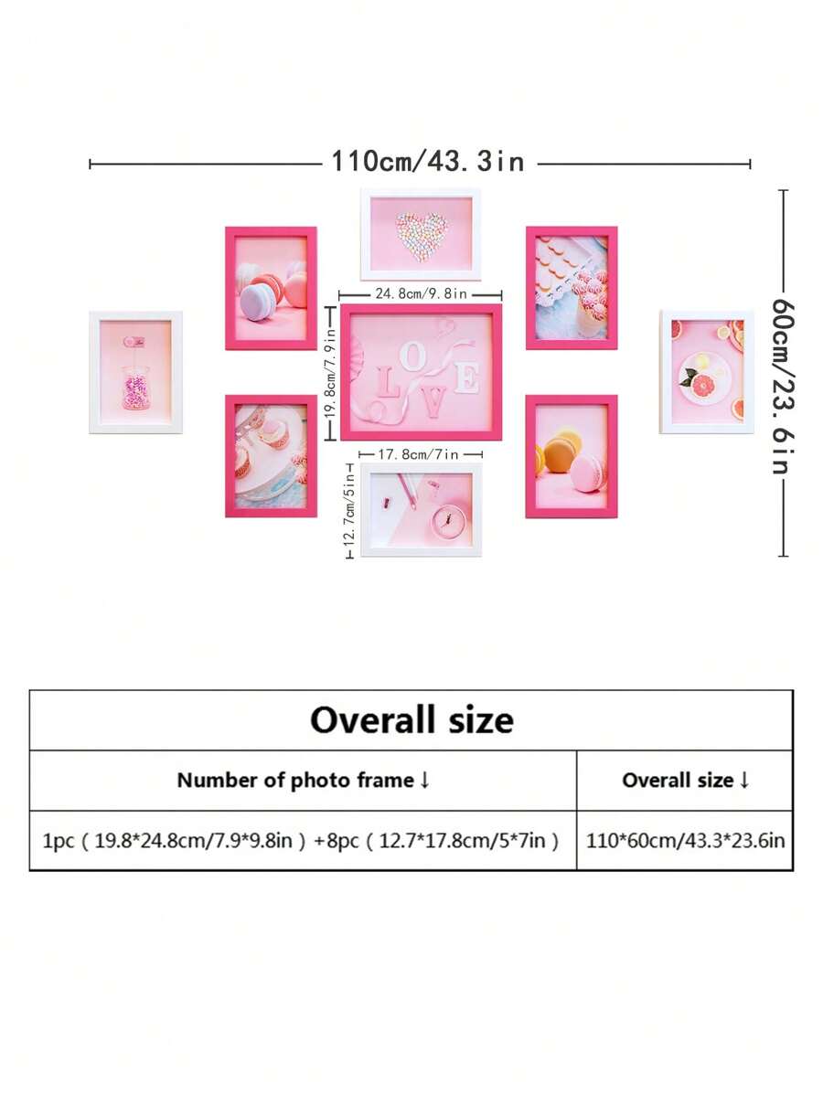 Creative Wall Gallery Photo Frames 9-Piece Set, No-Drill Collage Photo ...