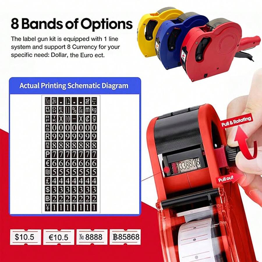 EOS5500 8 Digits Price Tag Gun With 5150 Sticker Labels And 3 Ink ...