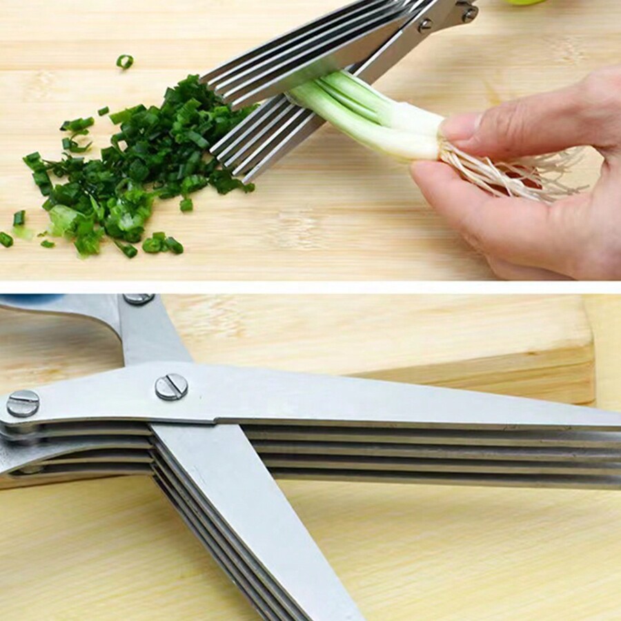 1pc Multi-Function 5-Layer Stainless Steel Chopping Scissors, Herb ...