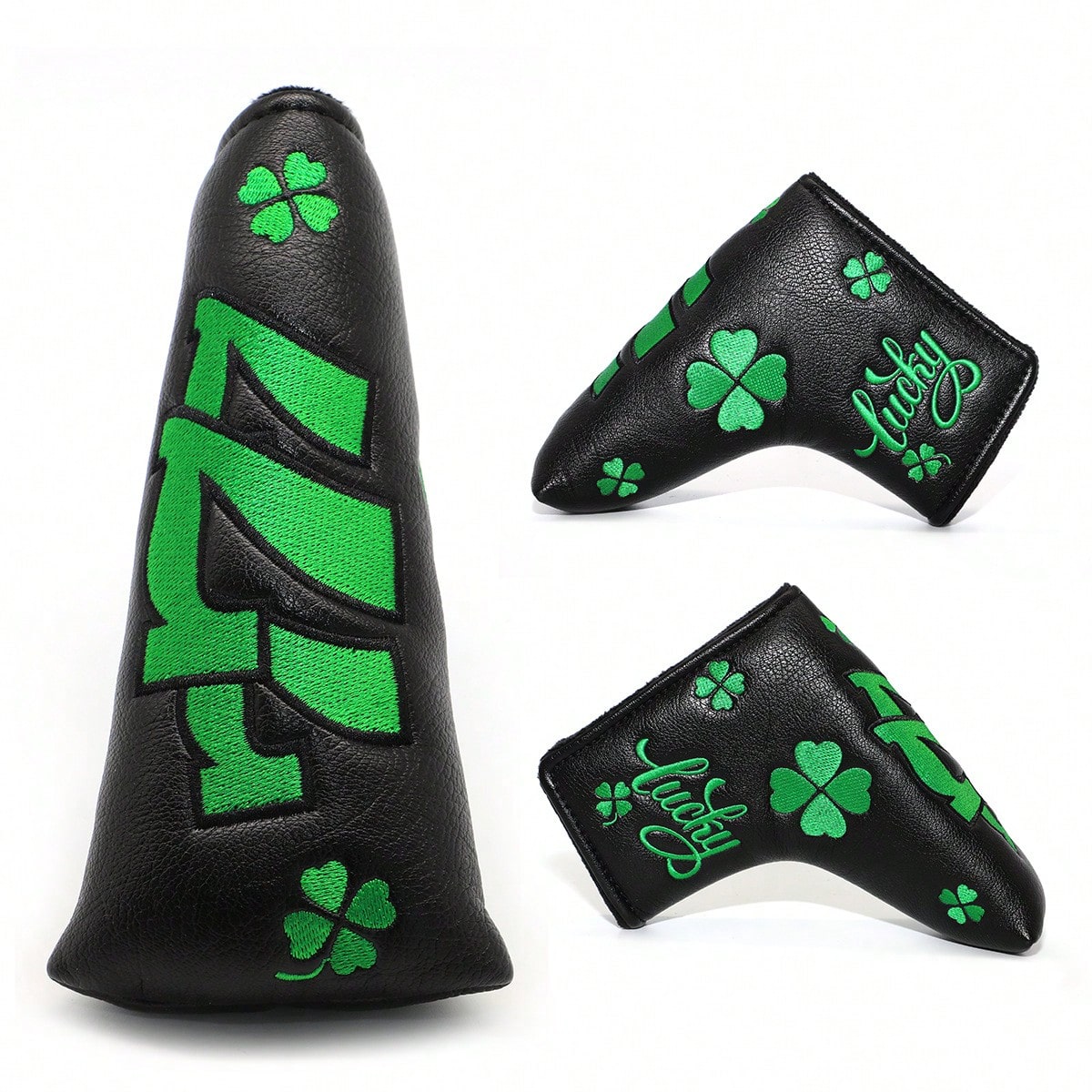 Embroidery Number 777 Four-Leaf Clover Mallet Putter Headcover Leather ...