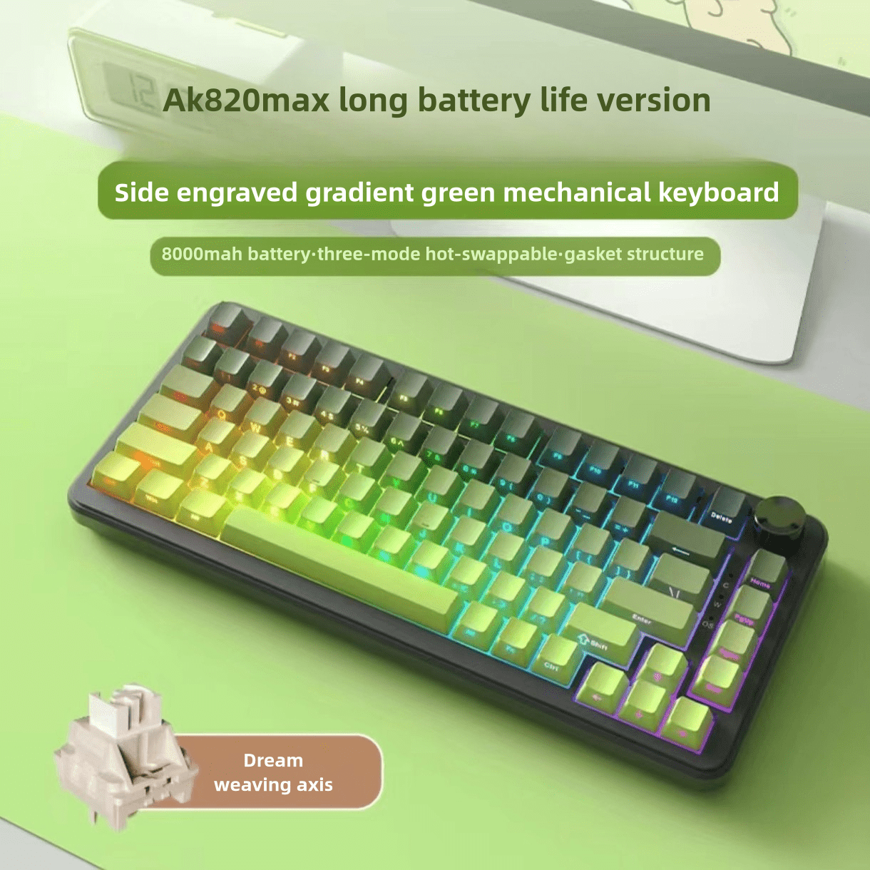 NACODEX NACODEX AK820 MAX PLUS 3-Mode Mechanical Keyboard, 8000mAh ...