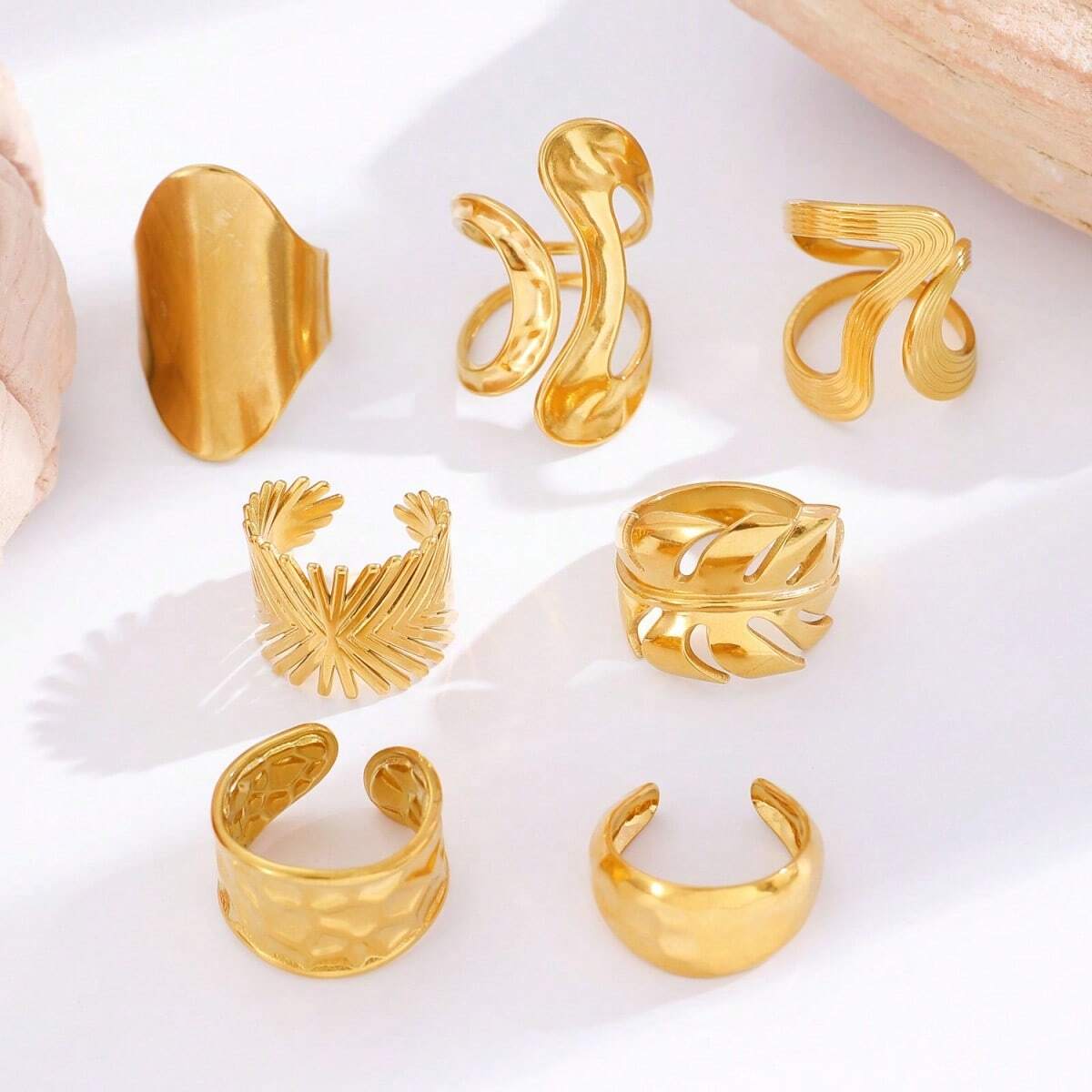 Alloy Concave And Convex Lava Wide-Faced Ring, Simple Style And ...