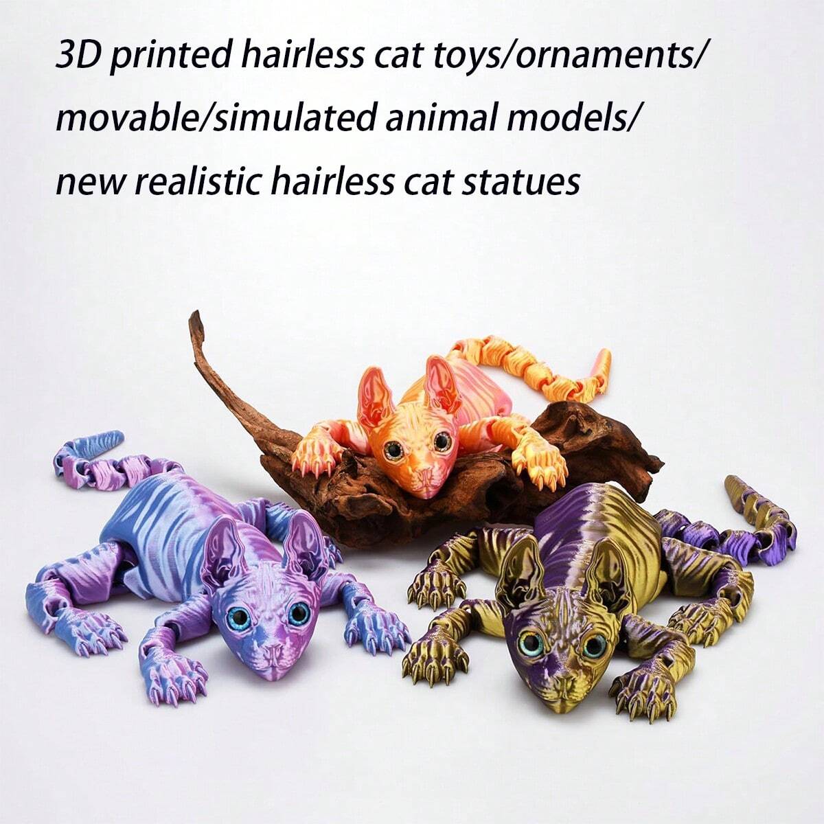 1pc-3D Printed Hairless Cat Toy/New - Realistic Hairless Cat Model ...
