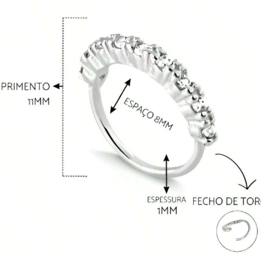 Piercing Helix Argola Cravejada Prata 925 10mm Piercing Conch, tragus, flat snug | SHEIN Brasil