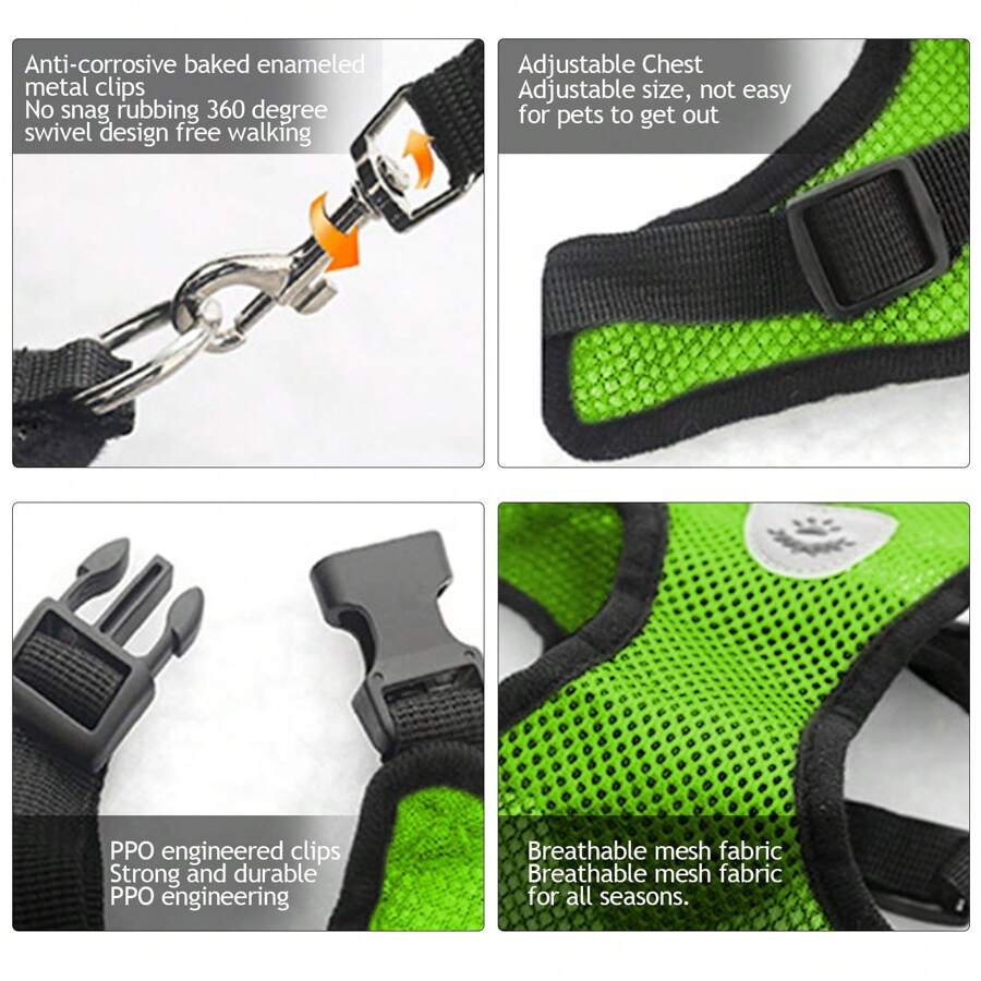 Cat Chest Strap And Traction Strap, Anti Escape Adjustable Soft Mesh ...