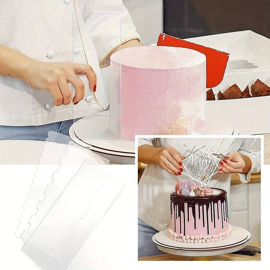 6pcs Ultimate Acrylic Cake Scrapers Set - Create Striking Icing Designs ...