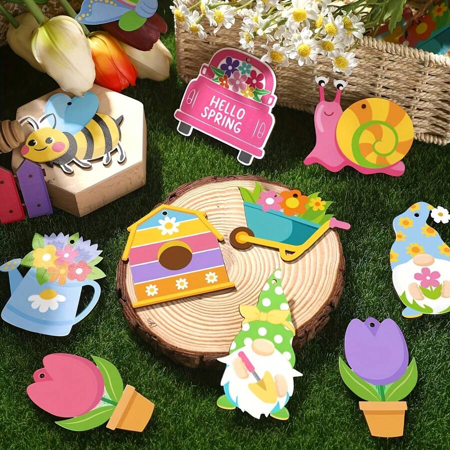 24Pieces Spring Flower Ornaments Spring Tree Ornaments Easter Tulip ...