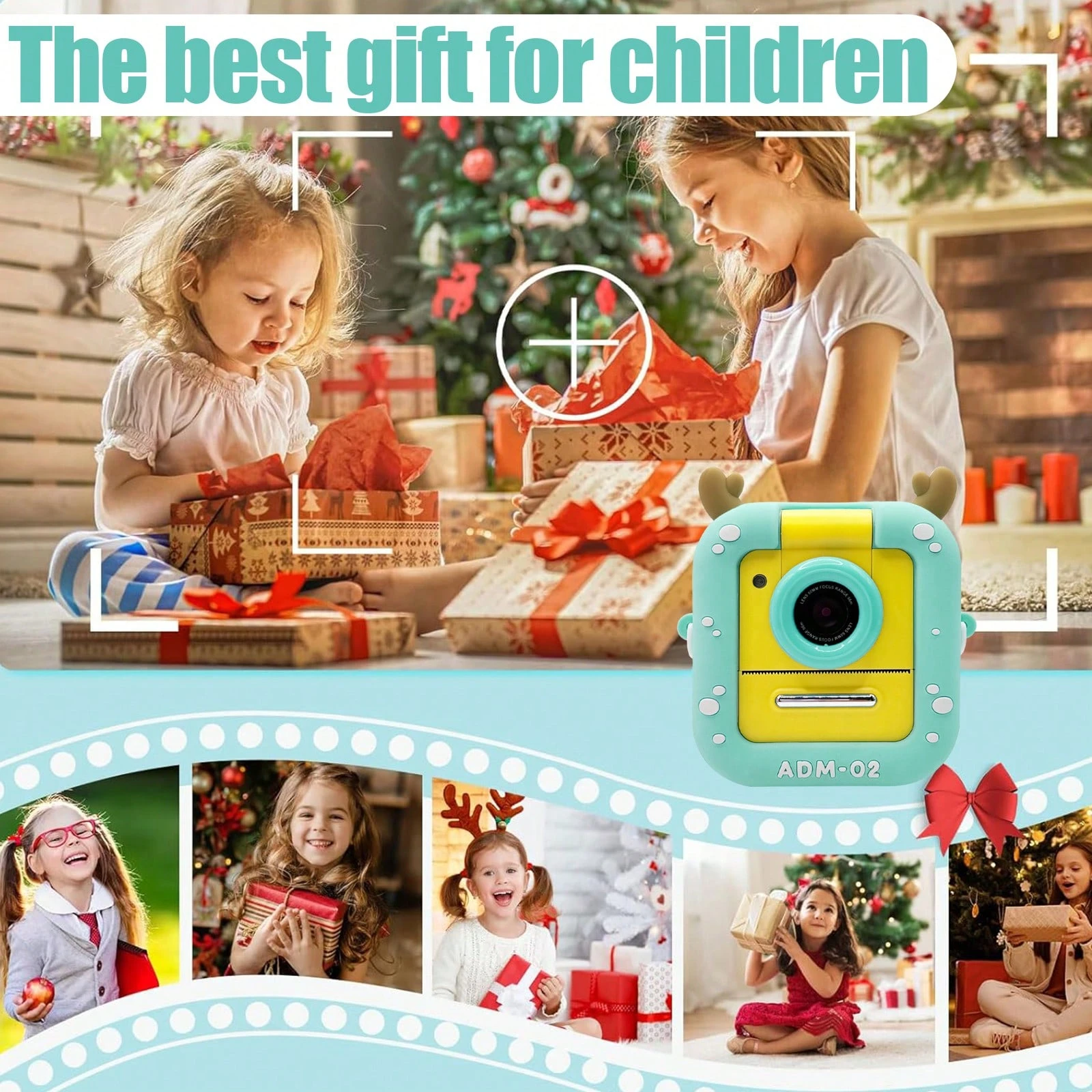 Fotocamera per bambini con stampa istantanea, con carta per la stampa e penne colorate ...